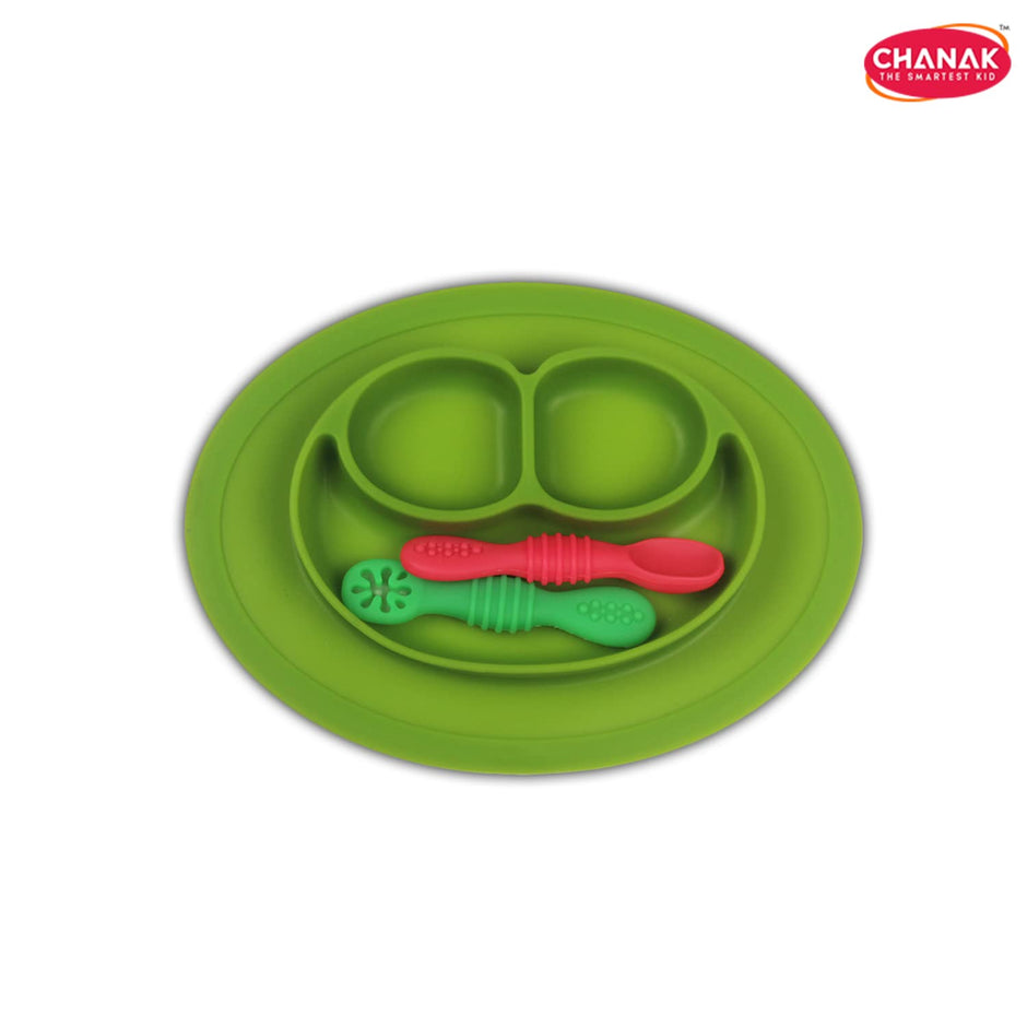 Chanak Baby Food Oval Tray - Silicon Plate with Multiple Compartments ...