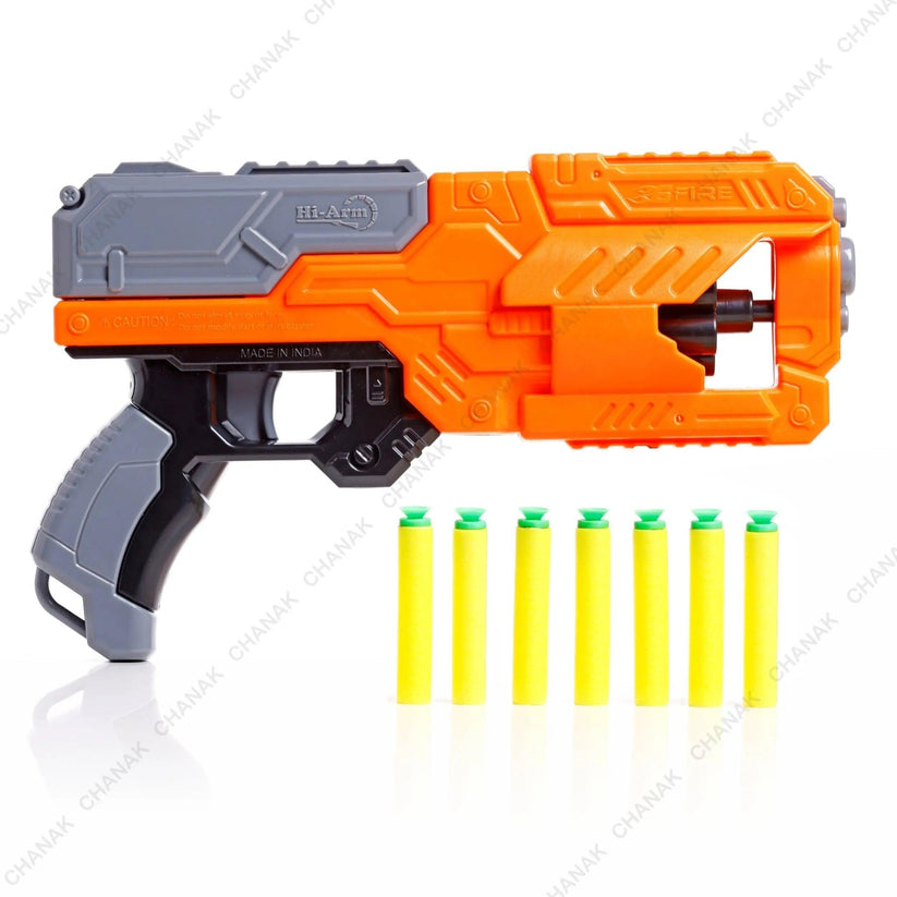 Chanak Six-Dart Rapid Fire Gun Toy | Plastic Toy Gun for Kids (Orange ...