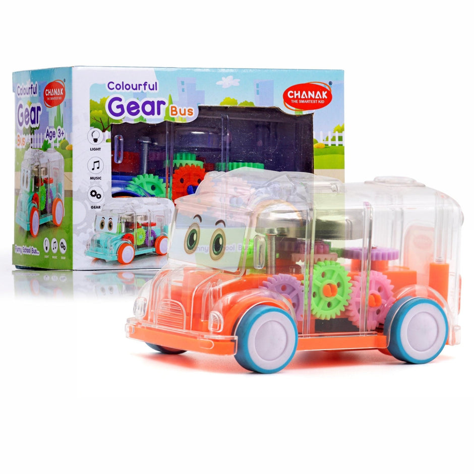Chanak Transparent Gear Bus for Kids (Orange)
